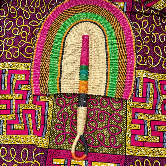 Other | Colorful Handwoven Bolga African Hand Fan Made In Ghana | Poshmark